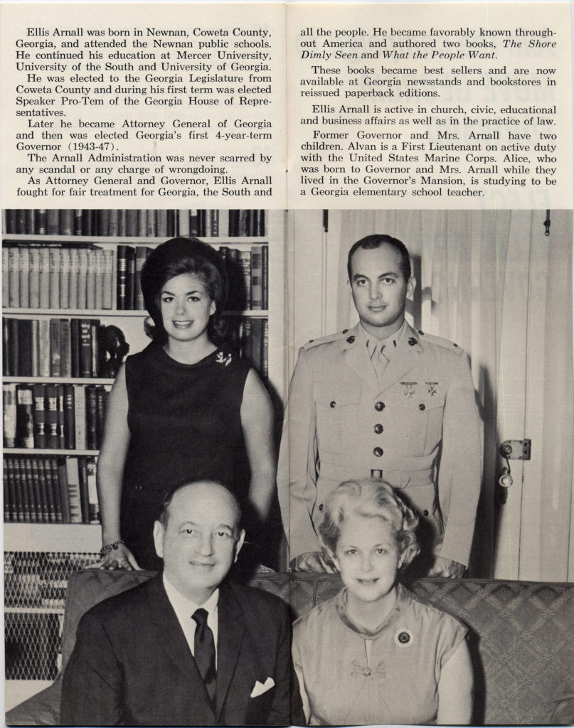 Ellis Arnall Gubernatorial Campaign Booklet 1966 – Opening America's ...